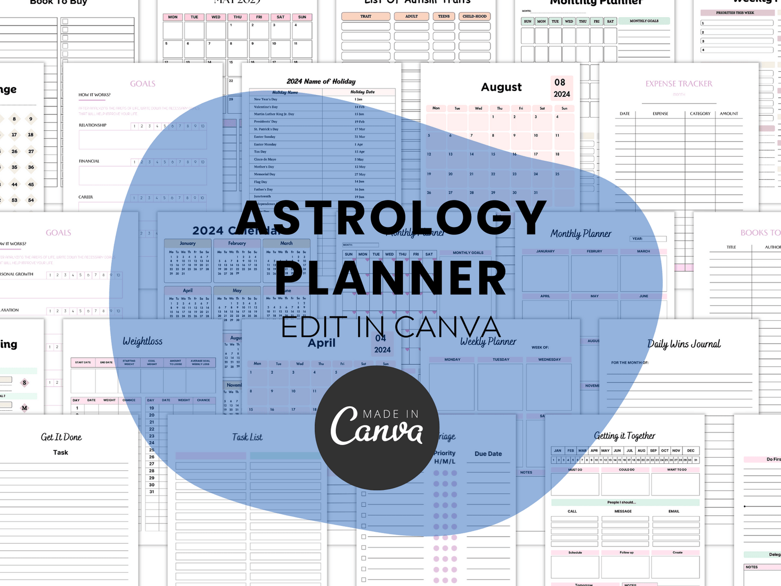 2024 Moon & Astrology Planner Canva – Digital Profit Shop